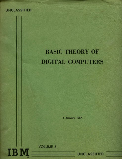 BASIC THEORY OF DIGITAL COMPUTERS