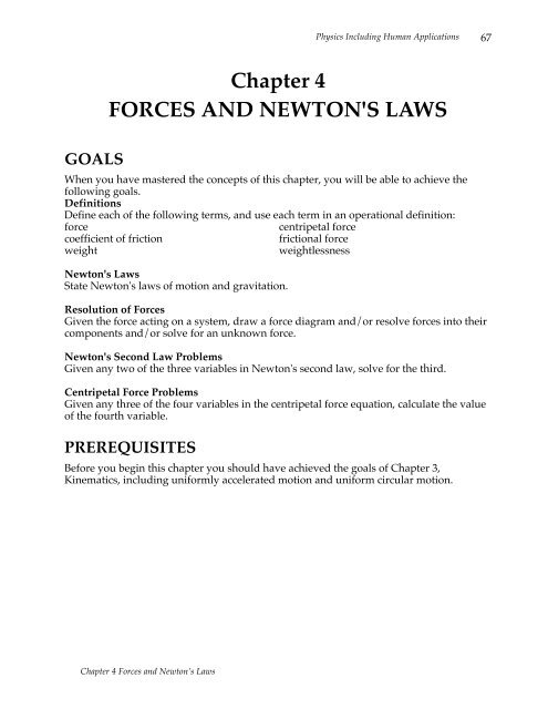 Chapter 4 FORCES AND NEWTON'S LAWS GOALS