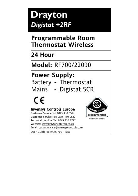 Drayton Digistat+2RF.. - Drayton Heating Controls UK