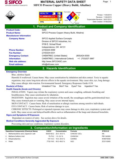 SIFCO Process Copper (Heavy Build, Alkaline ... - Categories