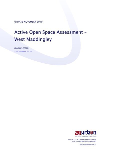 Active Open Space Assessment - Moorabool Shire Council