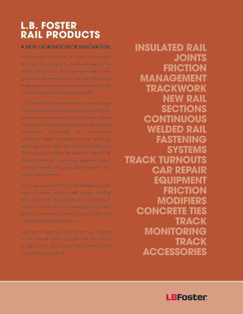 L.B. FOSTER RAIL PRODUCTS