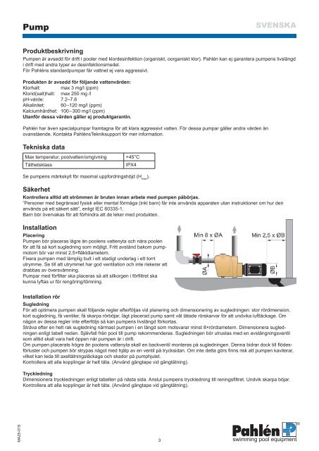 Manual poolpump P01 - Pahlen.se