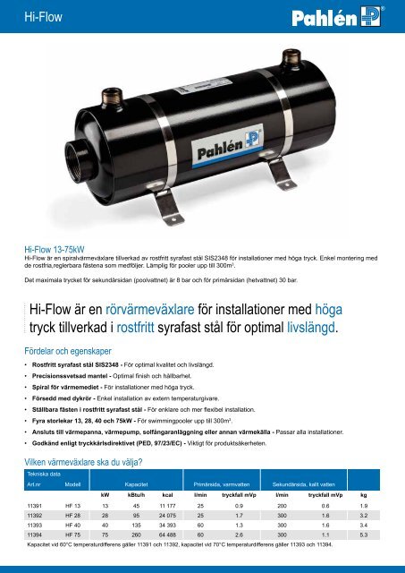 25 VÃ¤rmevÃ¤xlare Hi-Flow - Pahlen.se