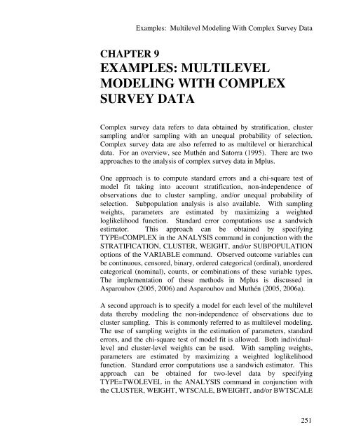 examples: multilevel modeling with complex survey data - Mplus