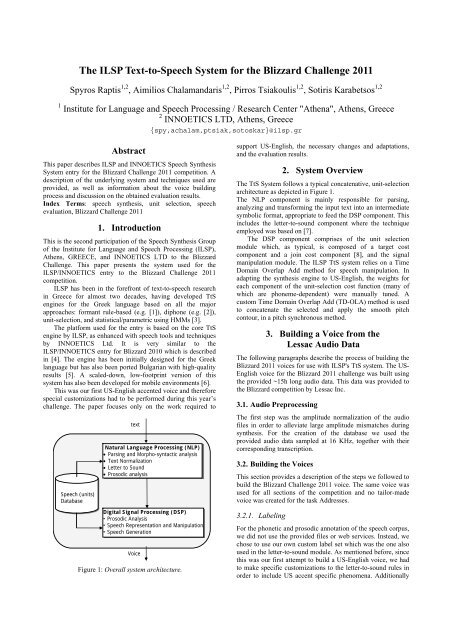 The ILSP Text-to-Speech System for the Blizzard ... - Festvox