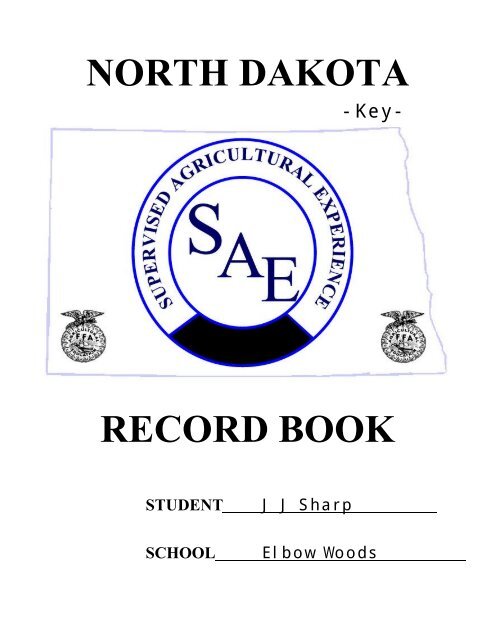 SAE Record Book Key - ND FFA