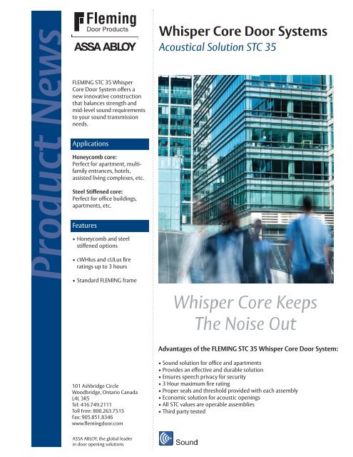 Whisper Core Door Systems Acoustical Solution STC 35 - Fleming
