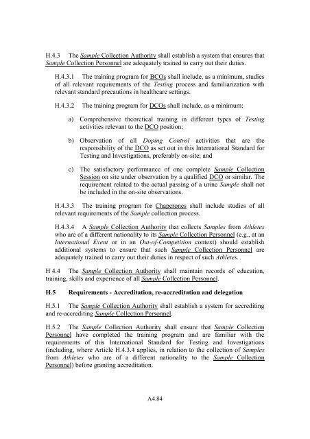 Annex H - Sample Collecti