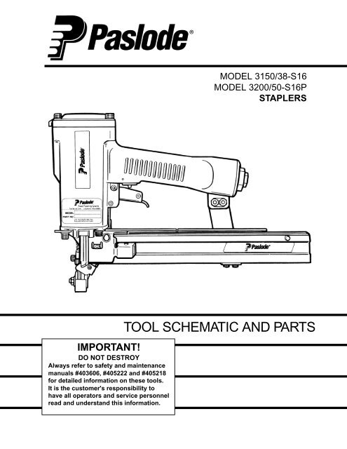 TOOL SCHEMATIC AND PARTS - Spit Paslode