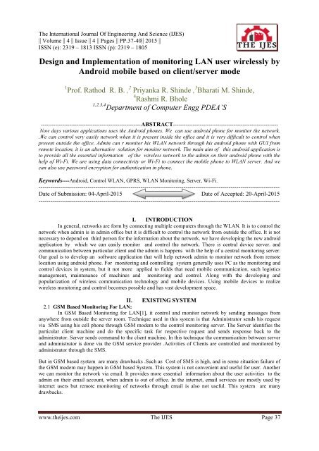 Design and Implementation of monitoring LAN user wirelessly by Android ...