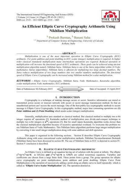 An Efficient Elliptic Curve Cryptography Arithmetic Using Nikhilam Multiplication