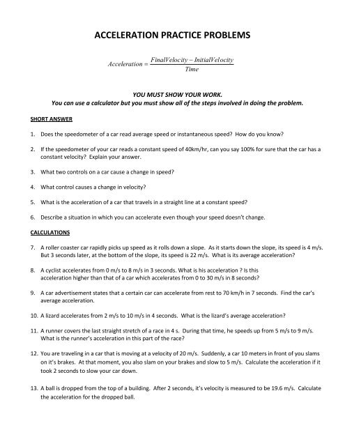 Acceleration Problems