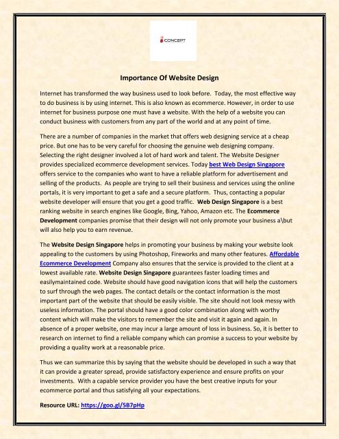 Importance Of Website Design Importance Of Website Design