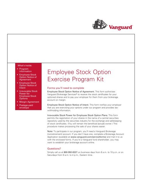 Employee Stock Option Exercise Program Kit
