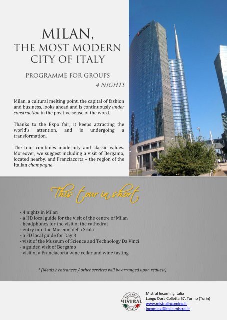 Milan, the most modern city of Italy