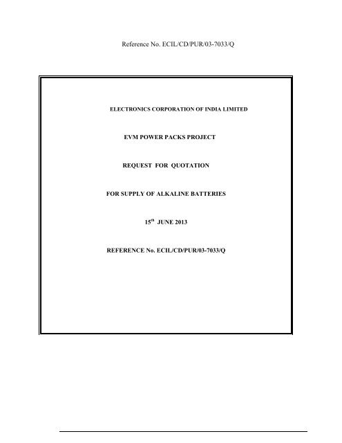 Reference No. ECIL/CD/PUR/03-7033/Q - Tenders India