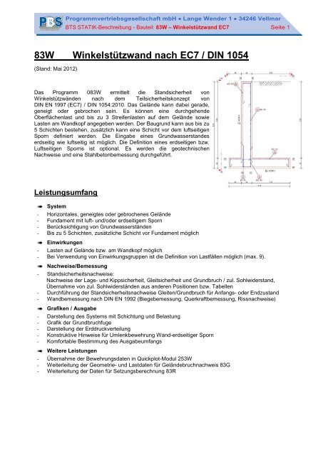 83W Winkelstützwand nach EC7 / DIN 1054