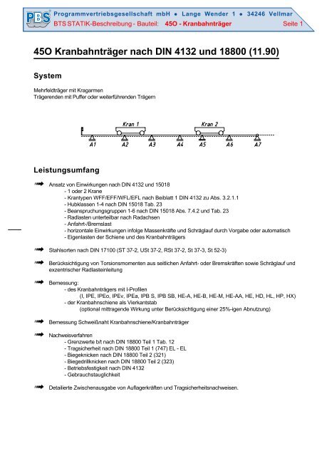 45O Kranbahnträger nach DIN 4132 und 18800