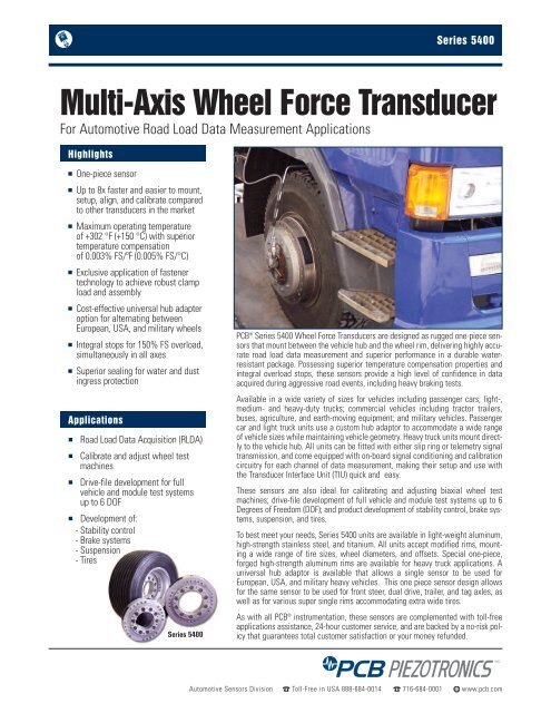 Multi-Axis Wheel Force Transducer - PCB Piezotronics