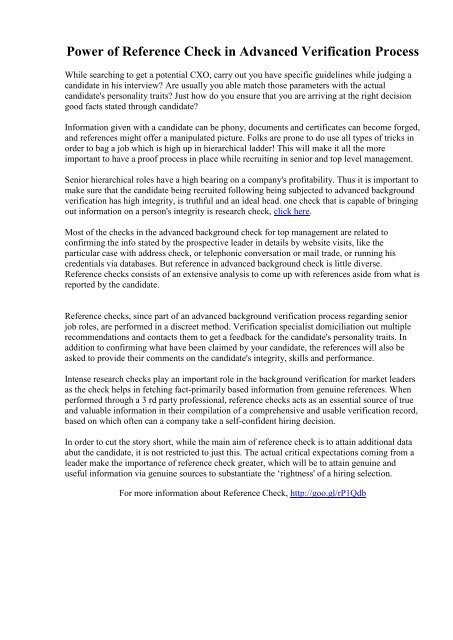 Power of Reference Check in Advanced Verification Process