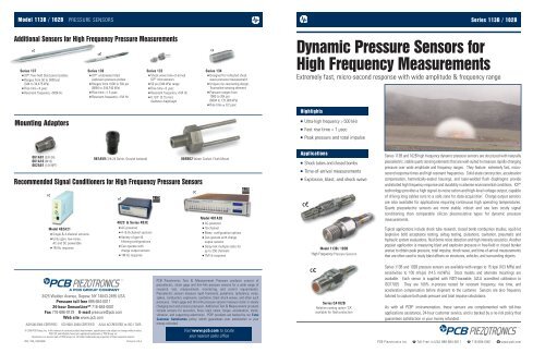 Dynamic Pressure Sensors for High Frequency ... - PCB Piezotronics