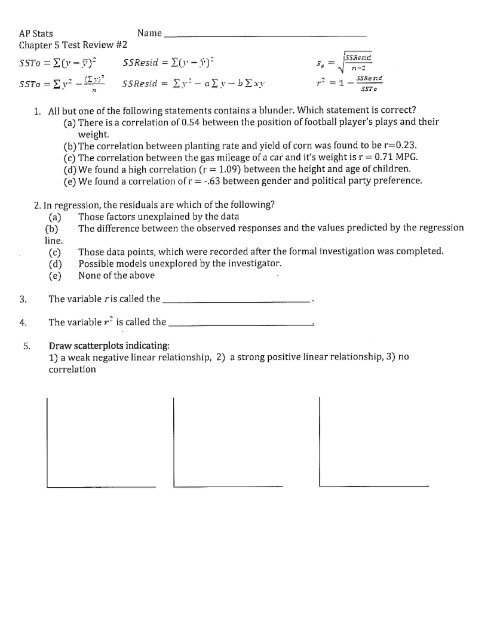 AP Stats Name Chapter 5 Test Review #2 - Glacier Peak High School
