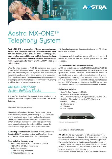 MX-ONE Telephony System Building Blocks - PCS