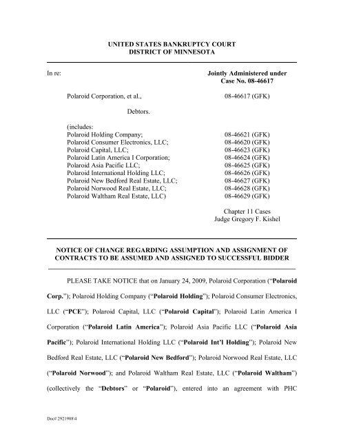 UNITED STATES BANKRUPTCY COURT DISTRICT OF ...