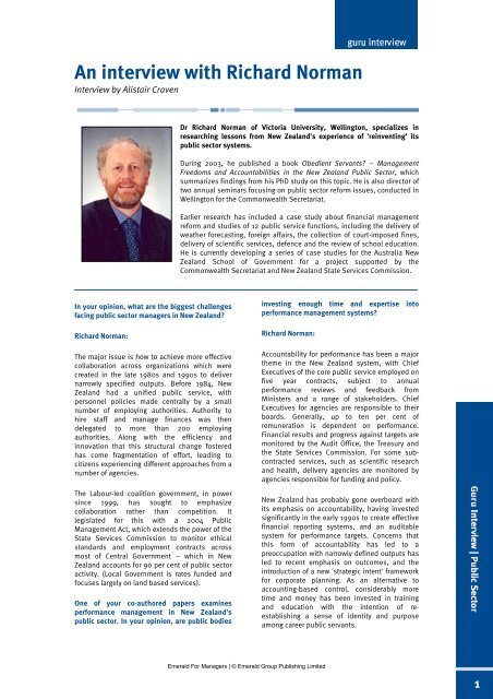 An interview with Richard Norman