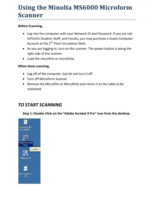 Using the Minolta MS6000 Microform Scanner - Oncourse