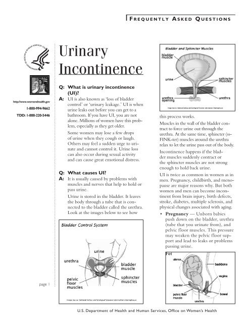 Urinary incontinence fact sheet - WomensHealth.gov