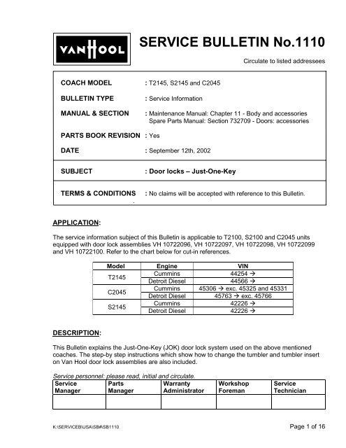 SERVICE BULLETIN No.1110 - ABC Companies