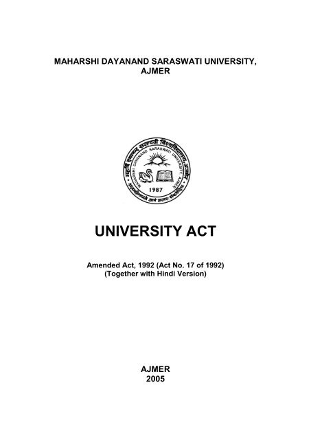 Acts - Maharshi Dayanand Saraswati University, Ajmer, Rajasthan