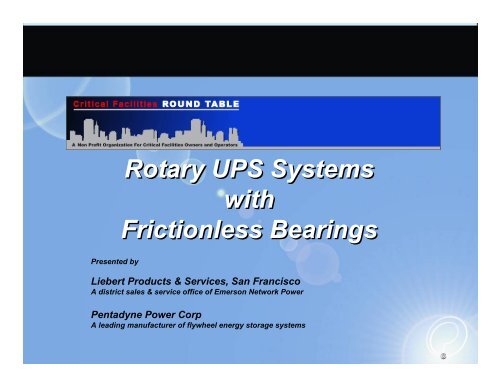 Rotary UPS Systems with Frictionless Bearings - Critical Facilities ...