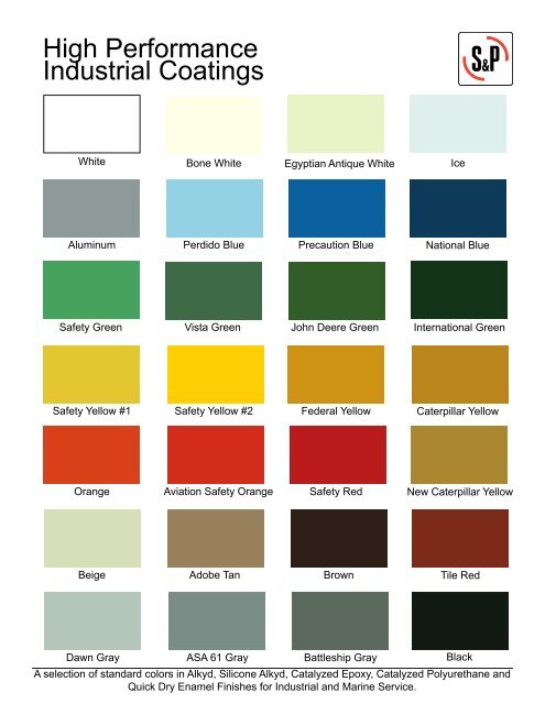 Industrial Paint Color Chart Industrial Door Color Chart