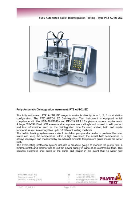 Fully Automated Tablet Disintegration Testing - Type ... - Pharma Test