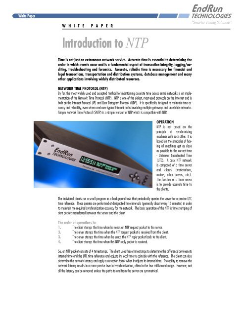 Introduction to NTP - EndRun Technologies