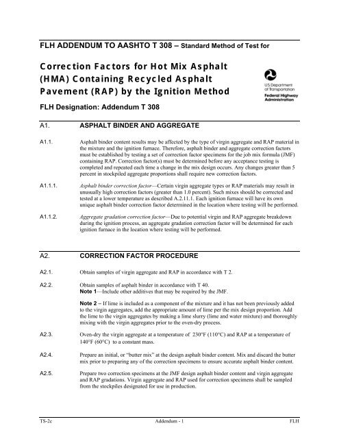 Correction Factors for Hot Mix Asphalt (HMA) Containing Recycled ...