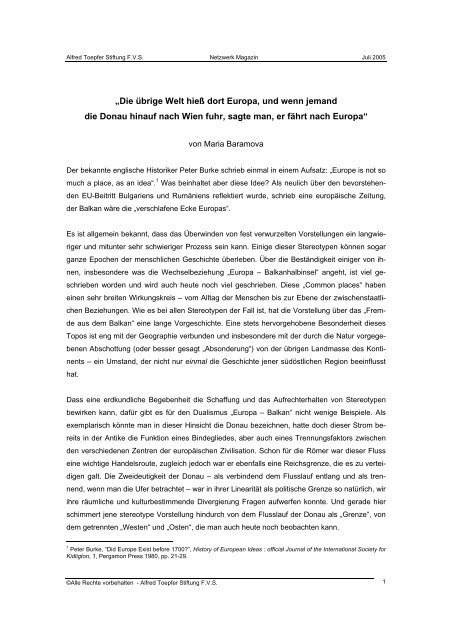 (Die übrige Welt hieß dort Europa...) - Alfred Toepfer Stiftung F.V.S.