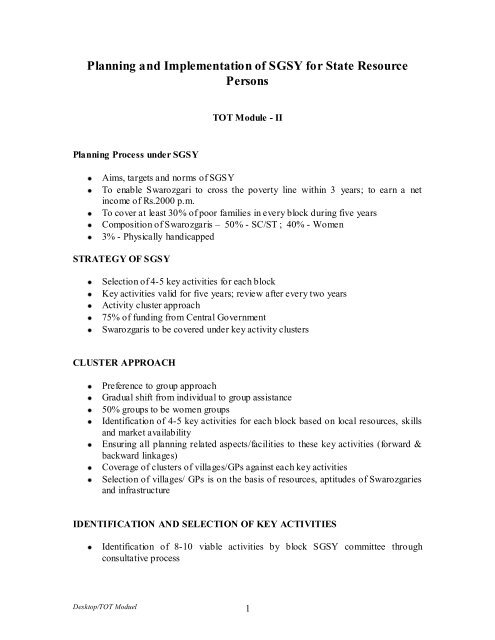 SGSY-II - National Institute of Rural Development