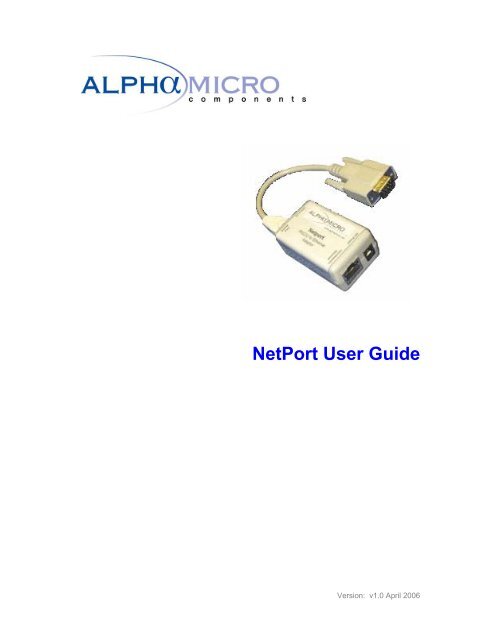 NetPort User Guide V1.0 - Alpha Micro Components
