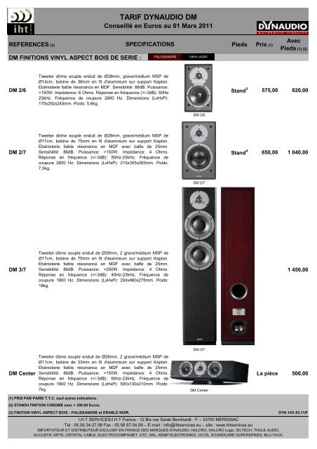 TARIFS DYNAUDIO 01.03.11