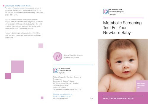 Metabolic Screening Test For Your Newborn Baby - KK Women's ...