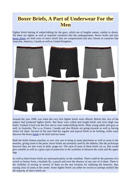 Boxer Briefs, A Part of Underwear For the Men