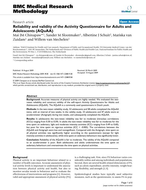 BMC Medical Research Methodology - BioMed Central