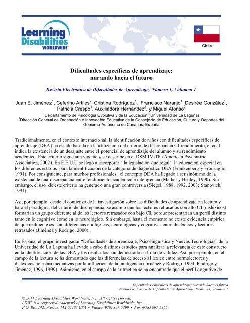 Dificultades especÃ­ficas de aprendizaje: mirando hacia el futuro