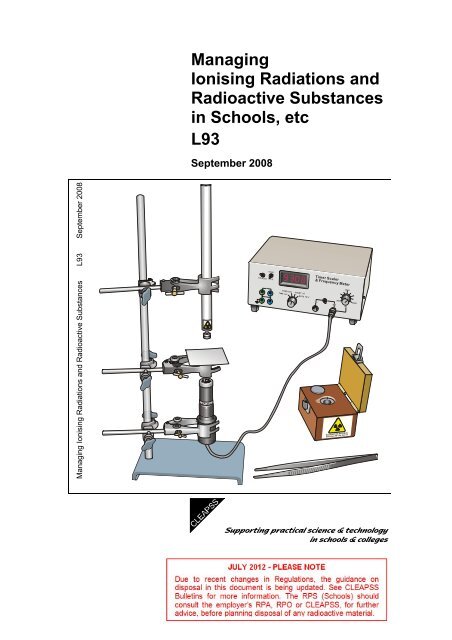 L93 Ionising Radiations and Radioactive Substances - CLEAPSS