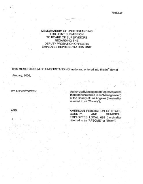 Unit 701 MOU - afscme 685