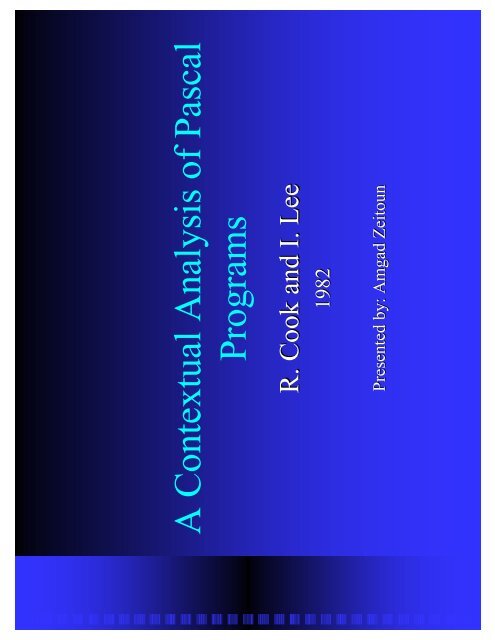 A Contextual Analysis of Pascal Programs